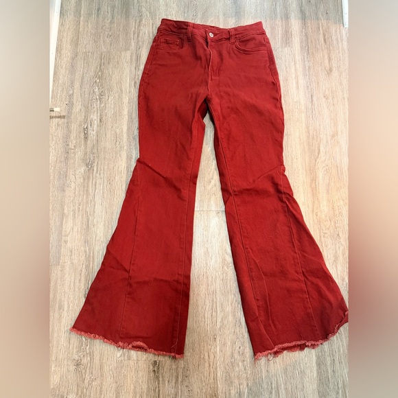 Jeans | Highwaist Wide Flare Jeans In Deep Rusty Red | Poshmark